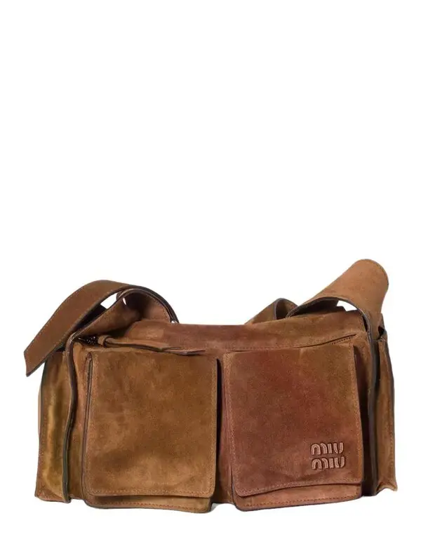 Miu Miu Suede Utility Shoulder Bag - Brown