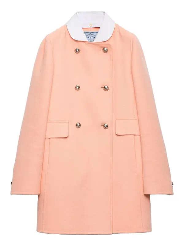 Prada Double-breasted Cashmere Pea Coat - Orange