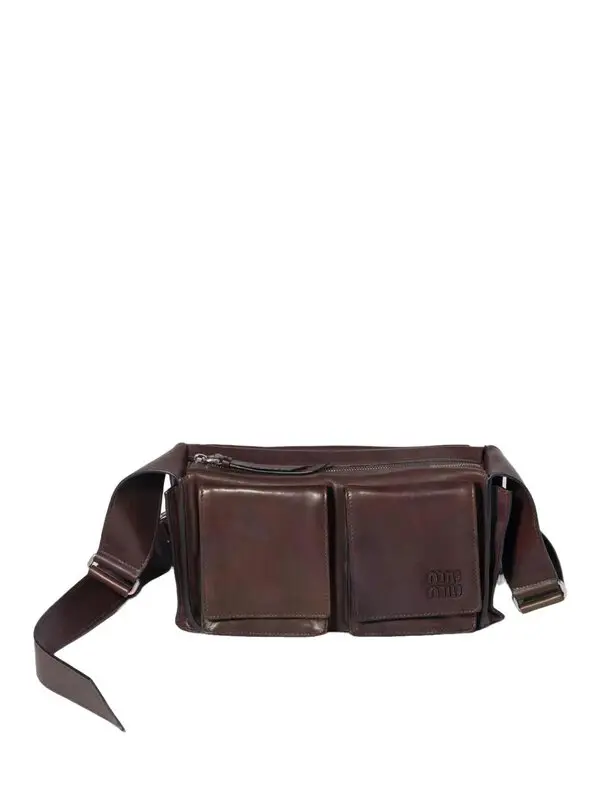 Miu Miu Leather Utility Shoulder Bag - Brown