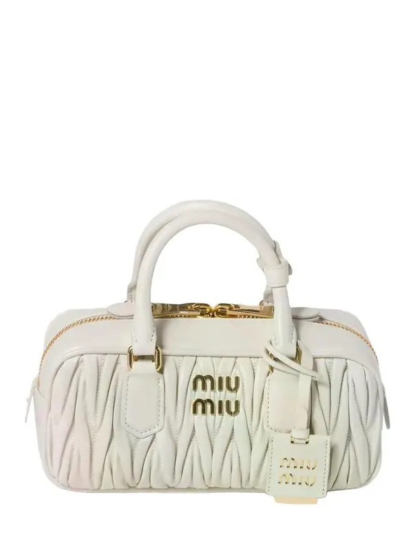 Miu Miu Arcadie Matelassé Leather Tote - White