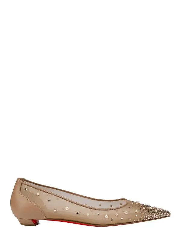 CHRISTIAN LOUBOUTIN Miss Z Degrastrassina Ballet Flats - Nude
