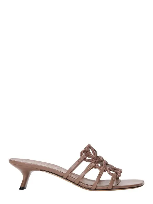 Loewe Leather Anagram Petal Mules - Brown