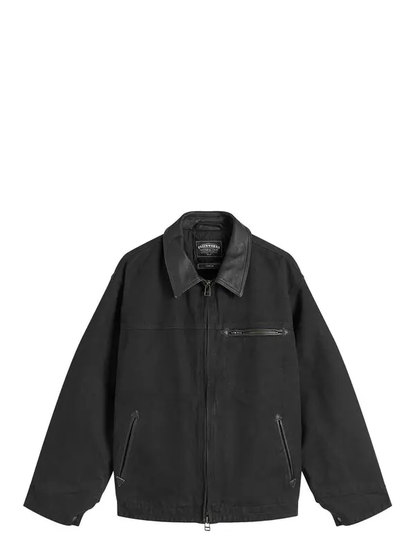 FRIZMWORKS Heavy Canvas Work Jacket With Leather Trims - Black