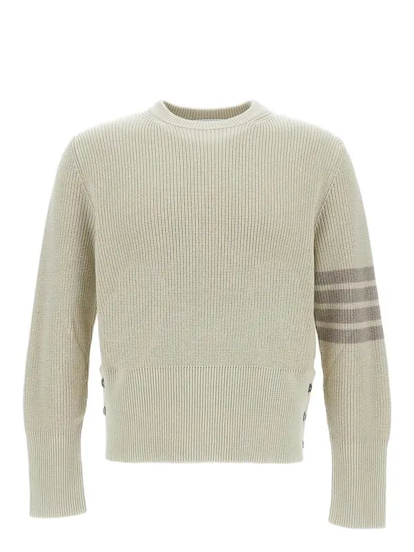 Thom Browne Cotton Crew Neck Sweater - Beige