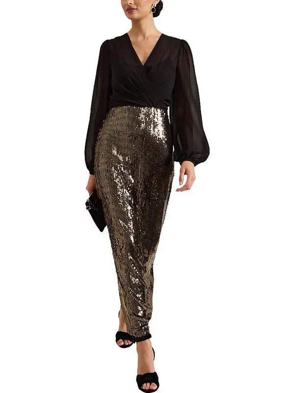 PHASE EIGHT Sequin Embellished Maxi Dress - Blackmulti
