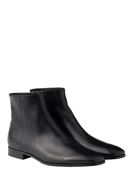 Prada Leather Booties - Black