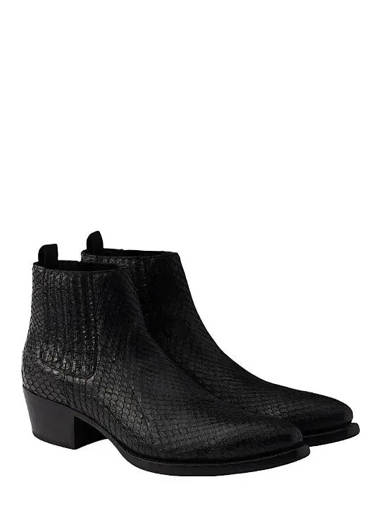 Prada Python Leather Chelsea Boots - Black
