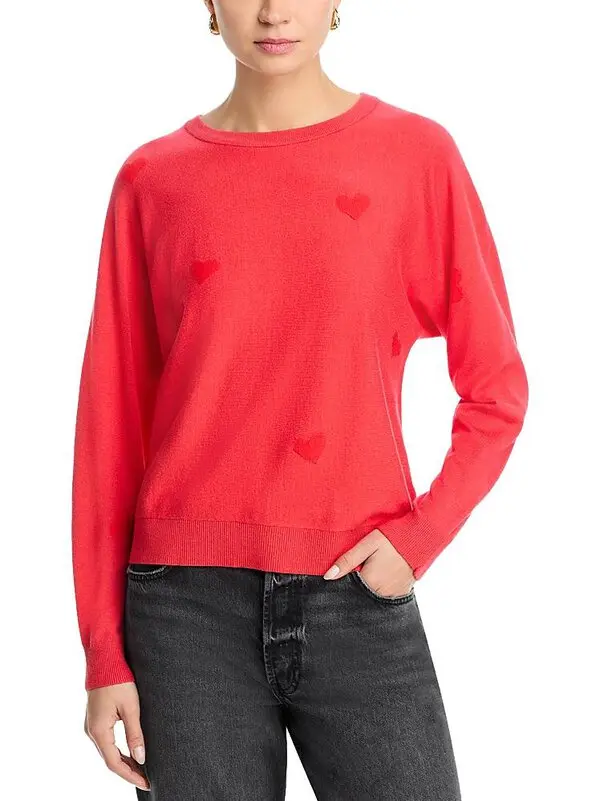 T Tahari Intarsia Heart Dolman Sleeve Sweater - Orchid Pink
