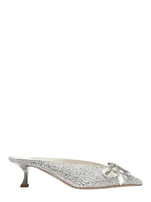JIMMY CHOO Auria 50 Mules - Ivory/crystal
