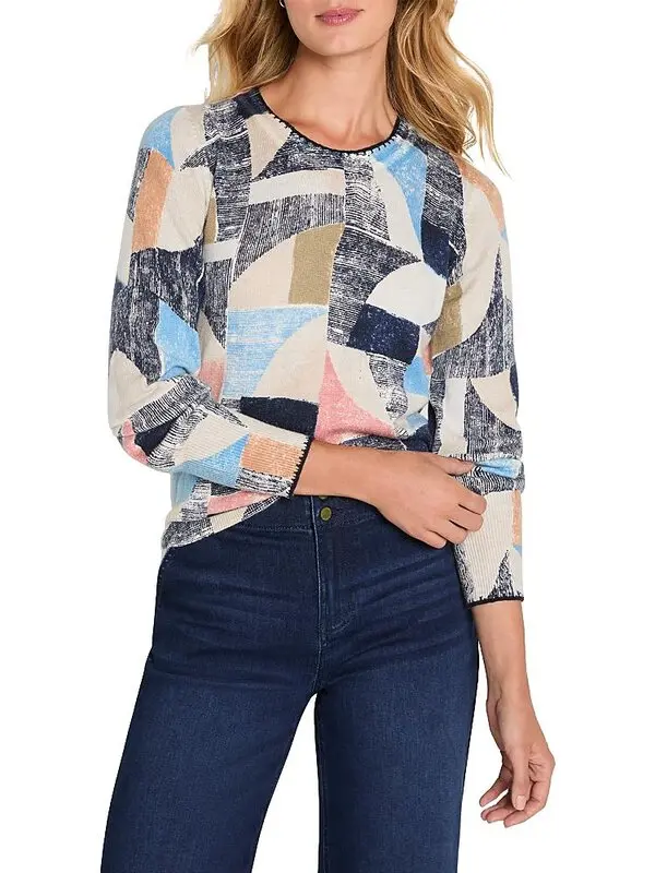 NIC+ZOE Printed Sweater - Blue Multi