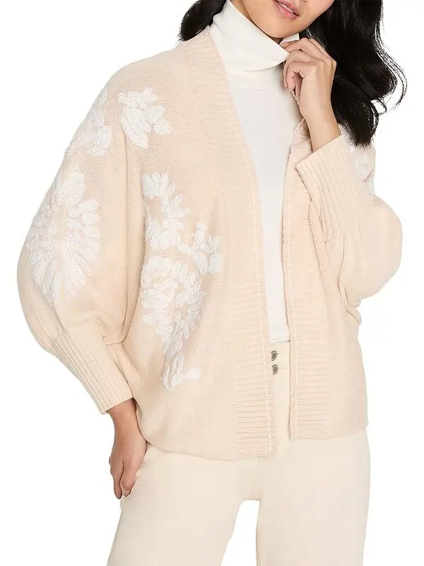 NIC+ZOE Embroidered Cardigan Sweater - Neutral Multi