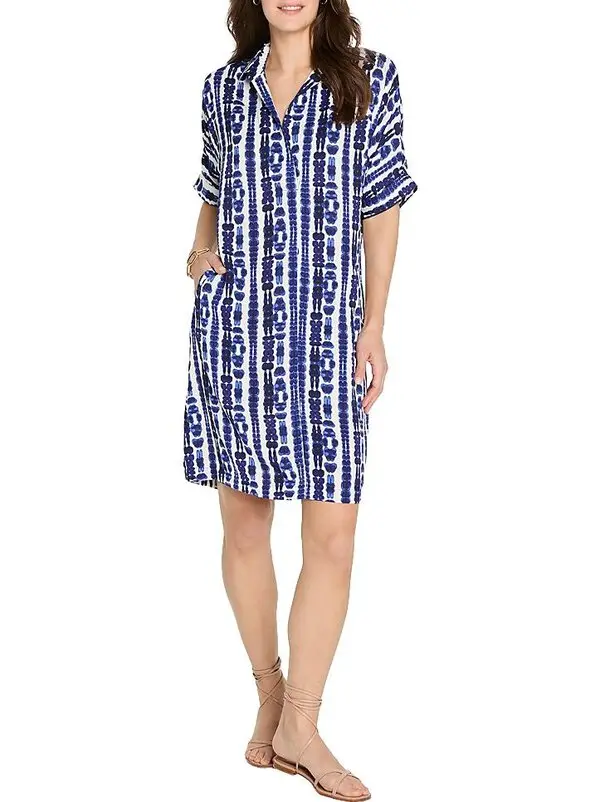 NIC+ZOE Shibori Stripe Devon Dress - Indigo Multi