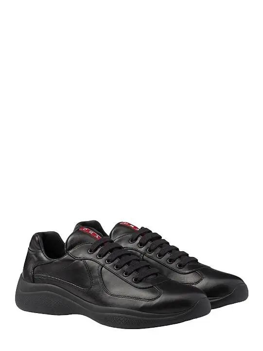 Prada America's Cup Nappa Leather Sneakers - Black