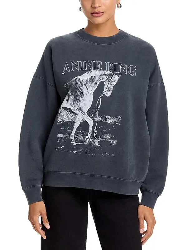 ANINE BING Miles Oversized Sweatshirt - Washed Black