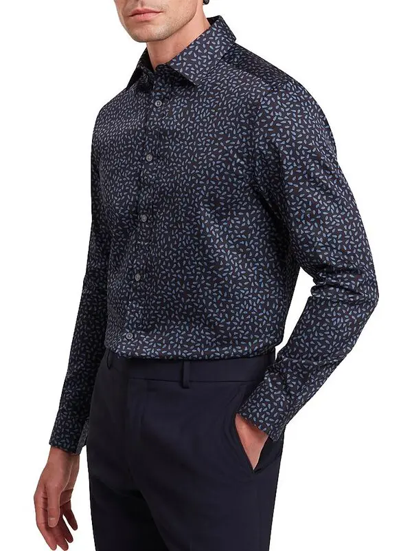 Ted Baker London Blockly Long Sleeve Mini Leaf Shirt - Navy