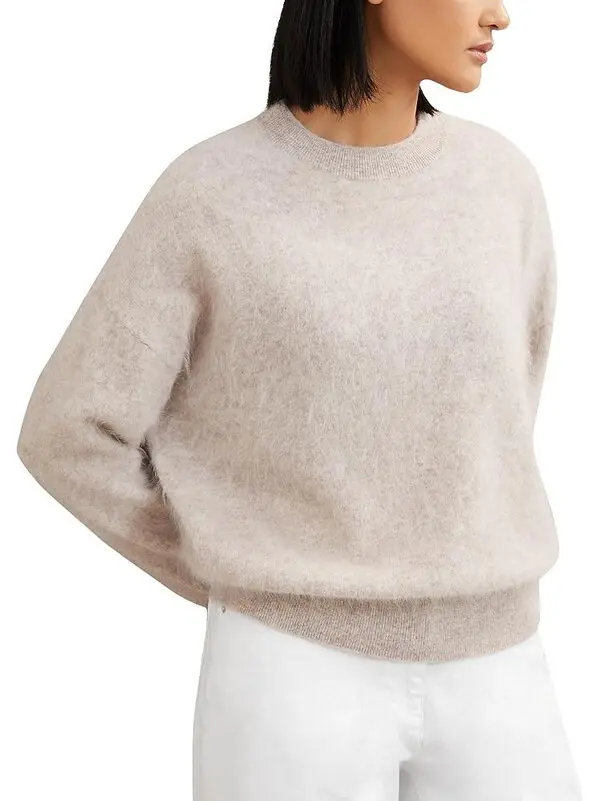 REISS Misha Brushed Cashmere Sweater - Oatmeal