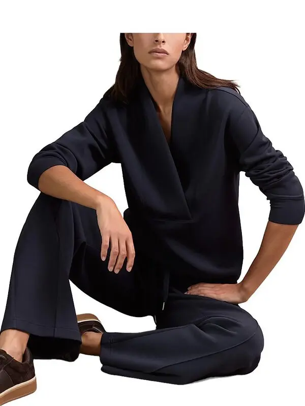 REISS Annabel Shawl Neck Top - Navy