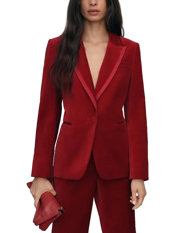 REISS Elia Velvet Jacket - Red