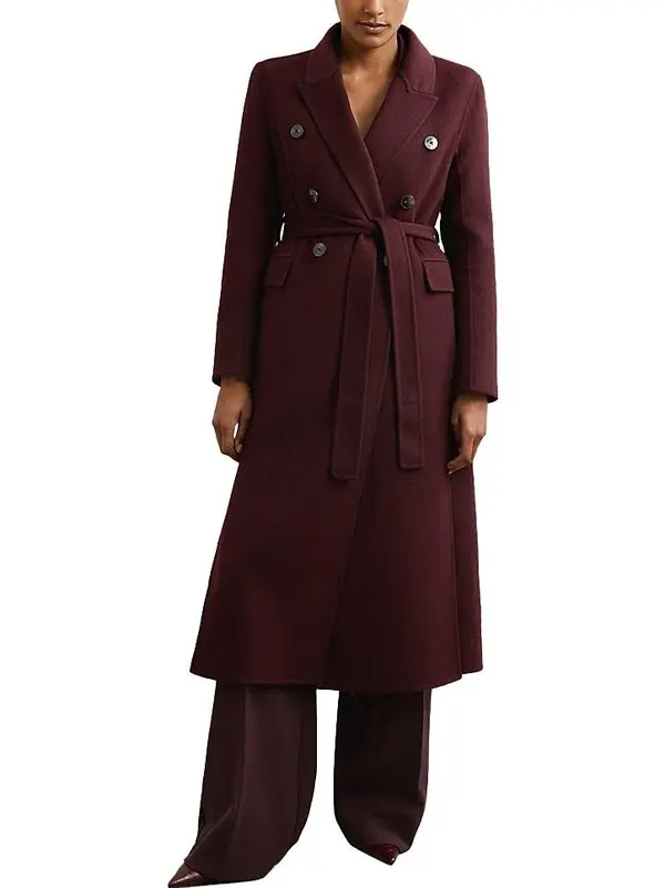 REISS Petite Brogan Coat - Burgundy