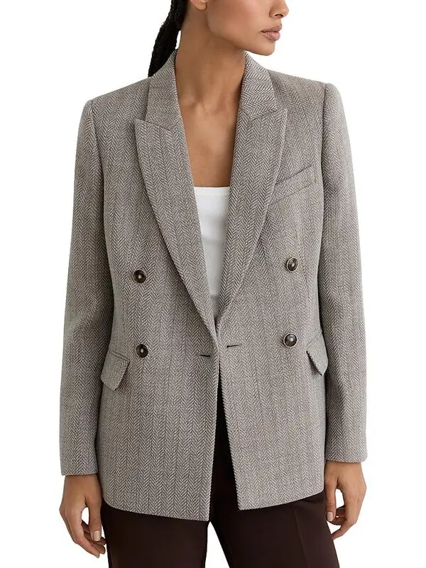 REISS Ember Herringbone Jacket - Grey