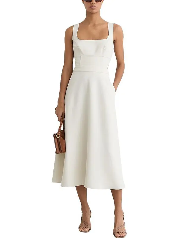 REISS Dina Midi Dress - Ivory