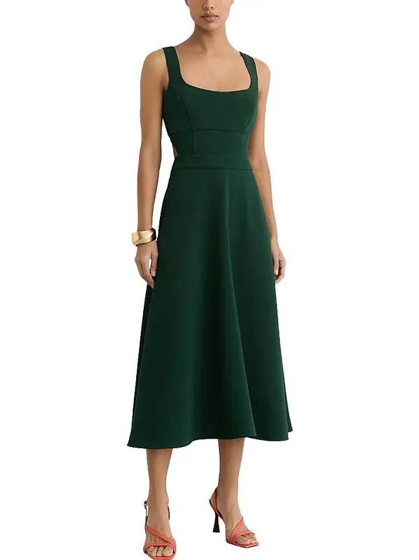 REISS Waisted Midi Dress - Green