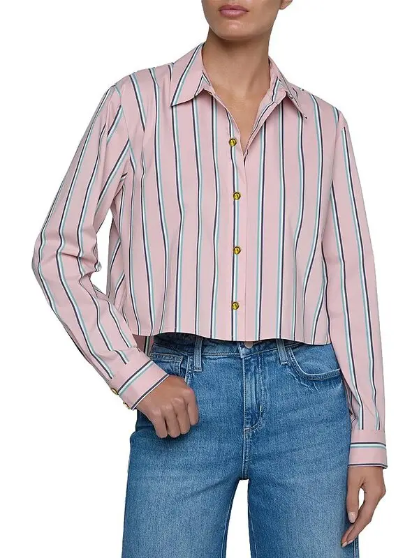 L'Agence Cosette Cropped High/low Shirt - Pale Rose