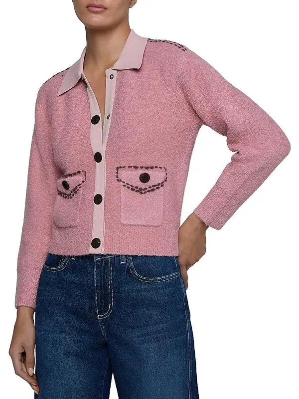 L'Agence Poetry Stitch Detail Cropped Cardigan - Mauve Rose