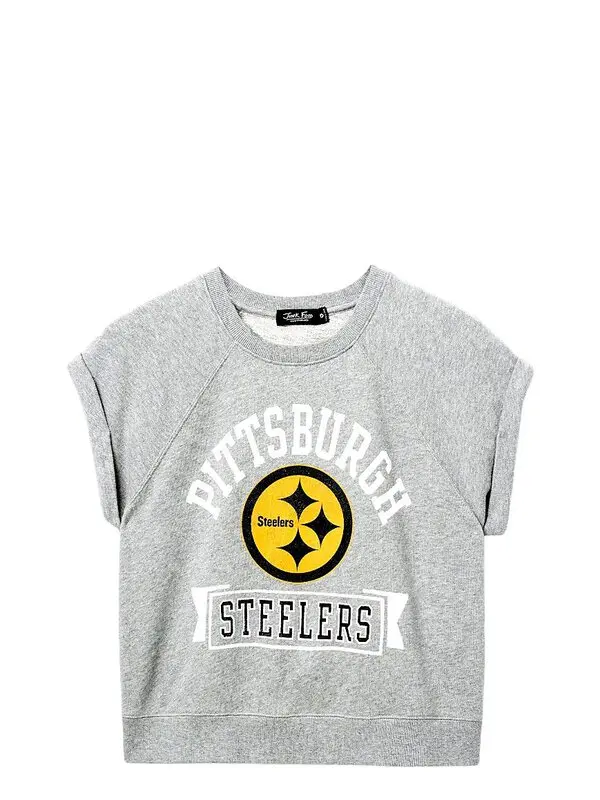 Junk Food Clothing Nfl Pittsburgh Steelers Raglan Fleece Tank - Heather Grey