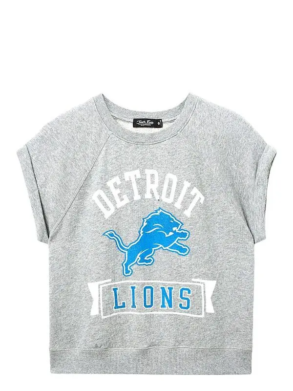 Junk Food Clothing Nfl Detroit Lions Raglan Fleece Tank - Heather Grey