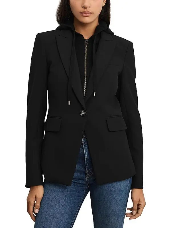 Veronica Beard Merino Wool & Cashmere Hoodie Dickey - Black
