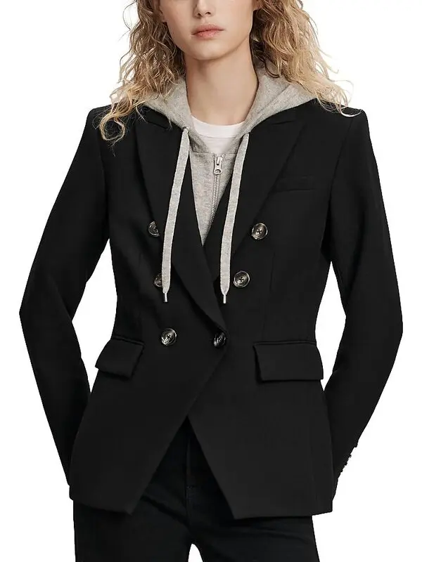 Veronica Beard Merino Wool & Cashmere Hoodie Dickey - Grey