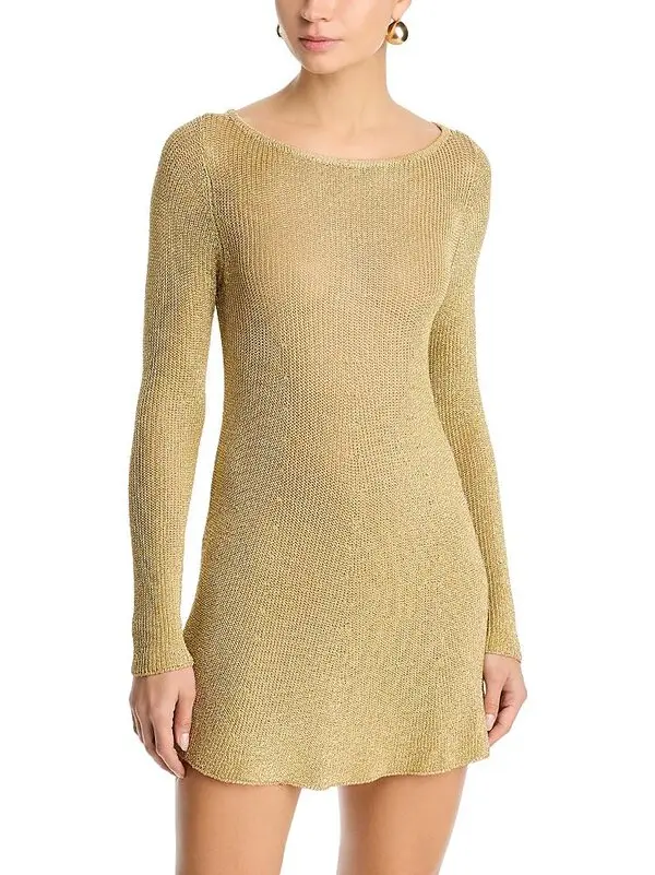 Staud Nikitta Metallic Mini Dress - Gold