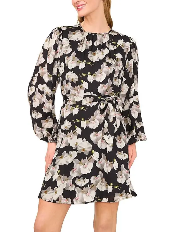 Ted Baker London Orciana Puff Sleeve Belted Mini Dress - Rich Black