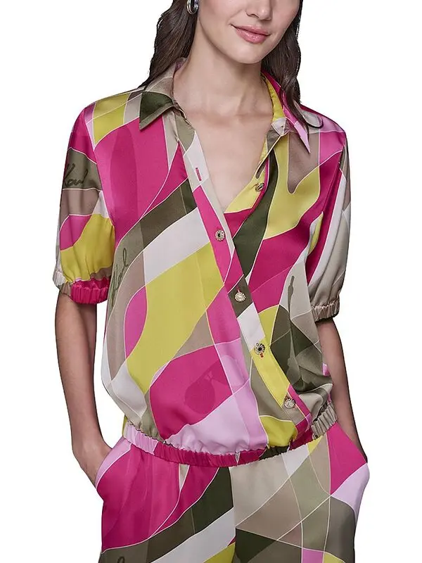 Karl Lagerfeld Paris Printed Blouse - Rouge/ Olive