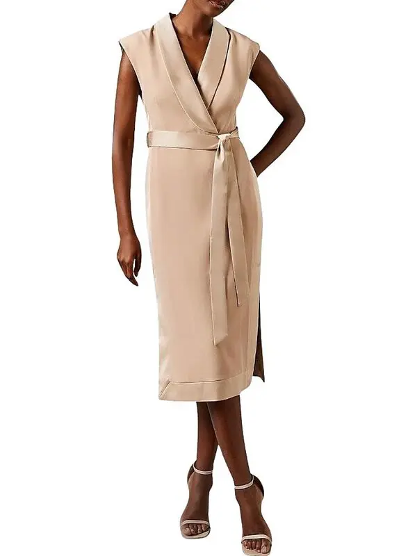 Coast Tux Satin Midi Dress - Champagne