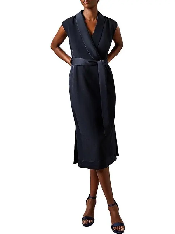 Coast Tux Satin Midi Dress - Navy