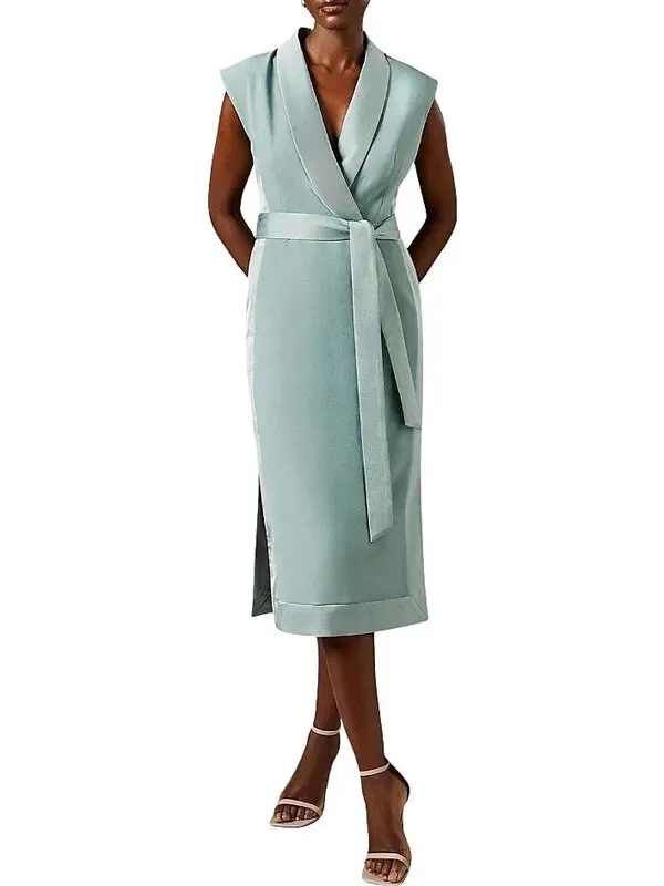 Coast Tux Satin Midi Dress - Sage