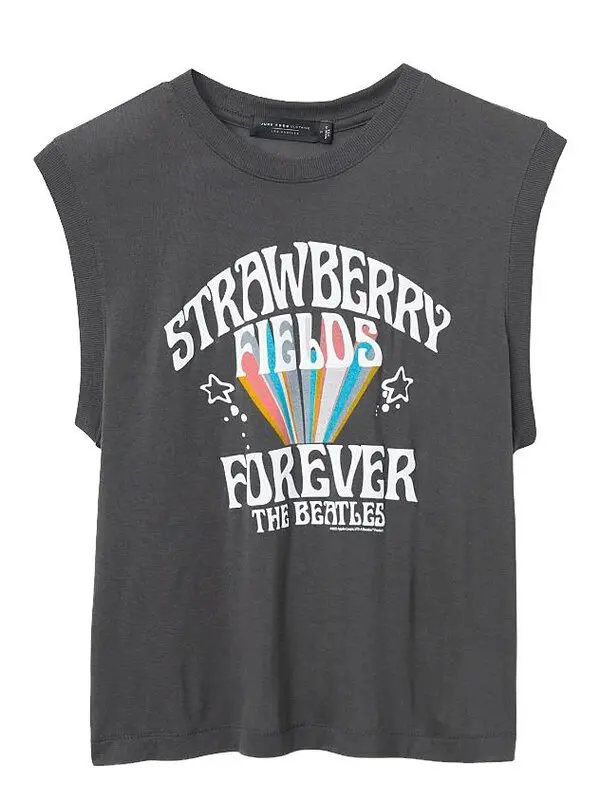 Junk Food Clothing The Beatles Strawberry Fields Forever Vintage Tissue Tank - Vintage Black