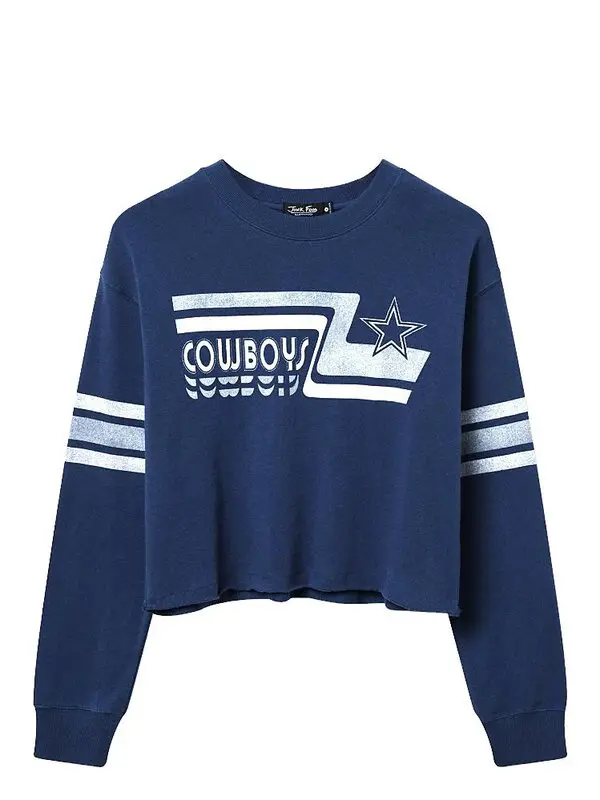 Junk Food Clothing Nfl Dallas Cowboys Retro Crop Fleece - Navy Blue