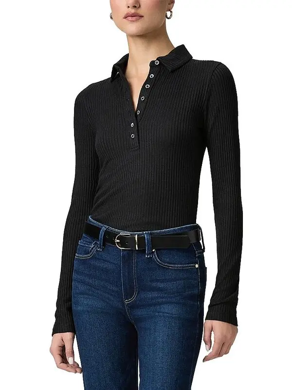 Paige Eden Collared Sweater Top - Black