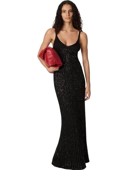 Missoni Sleeveless Long Dress In Viscose Lamé Blend With Sequins - Black