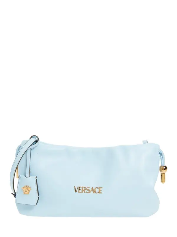 Versace Mini Logo Leather Handbag - Pastel Blue Gold