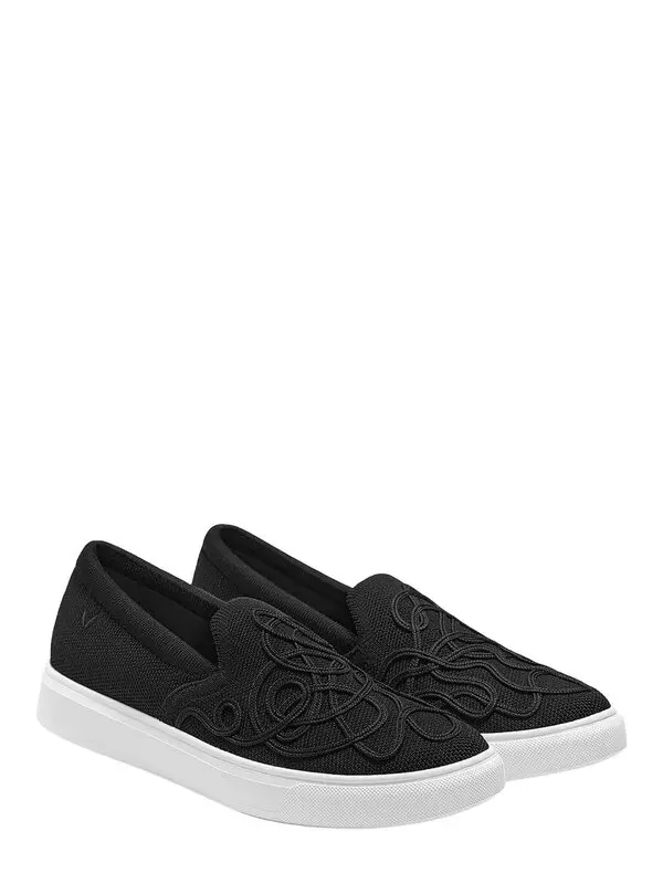 Vivaia V-tune Classic Slip-on Water-repellent Sneakers With Embroidered Trim - Black