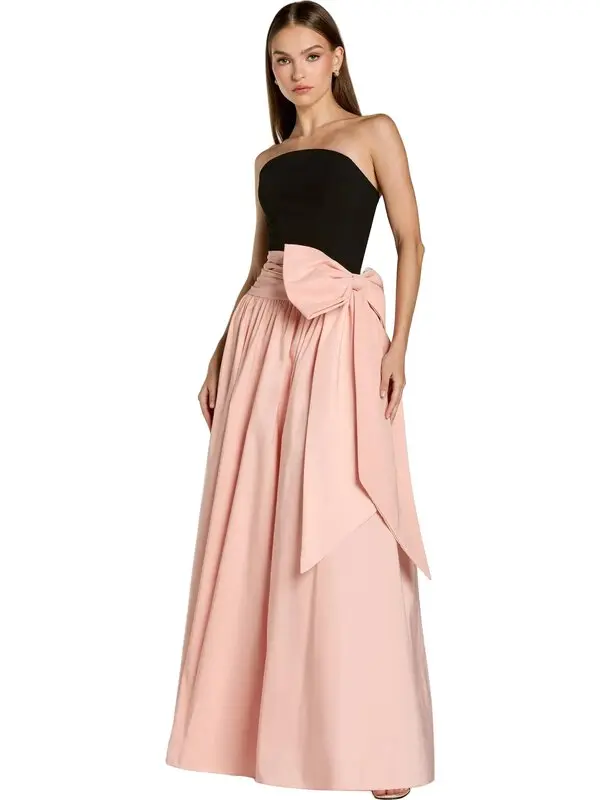 Mac Duggal Strapless Gown With Bow - Black Blush