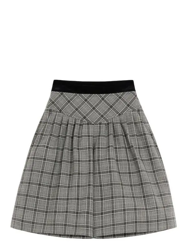 Valentino Garavani Check Pattern Bermuda Shorts With Velvet Belt - Grey