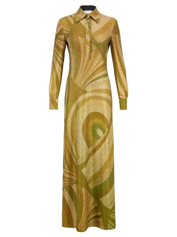 Emilio Pucci Buttoned Printed Maxi Dress - Gold