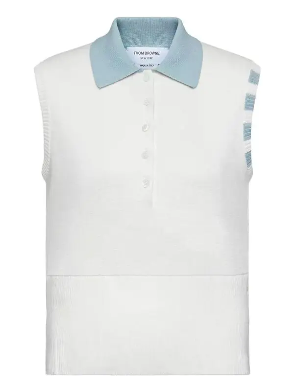 Thom Browne Sleeveless Polo Shirt - White