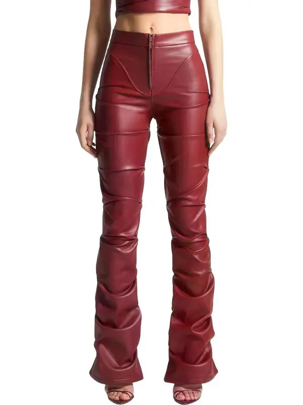 Manière De Voir Tacked Front-zip Trousers - Red