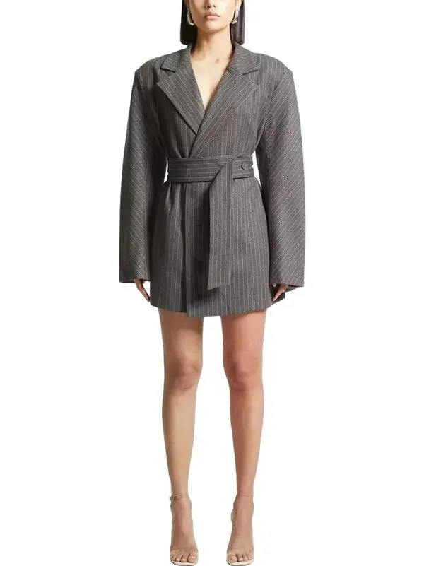 Manière De Voir Pinstriped Blazer Mini Dress - Grey